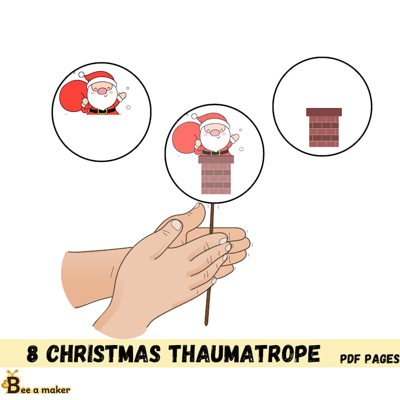 Christmas Thaumatrope STEM Activity for Kids, Papercraft, Optical ...