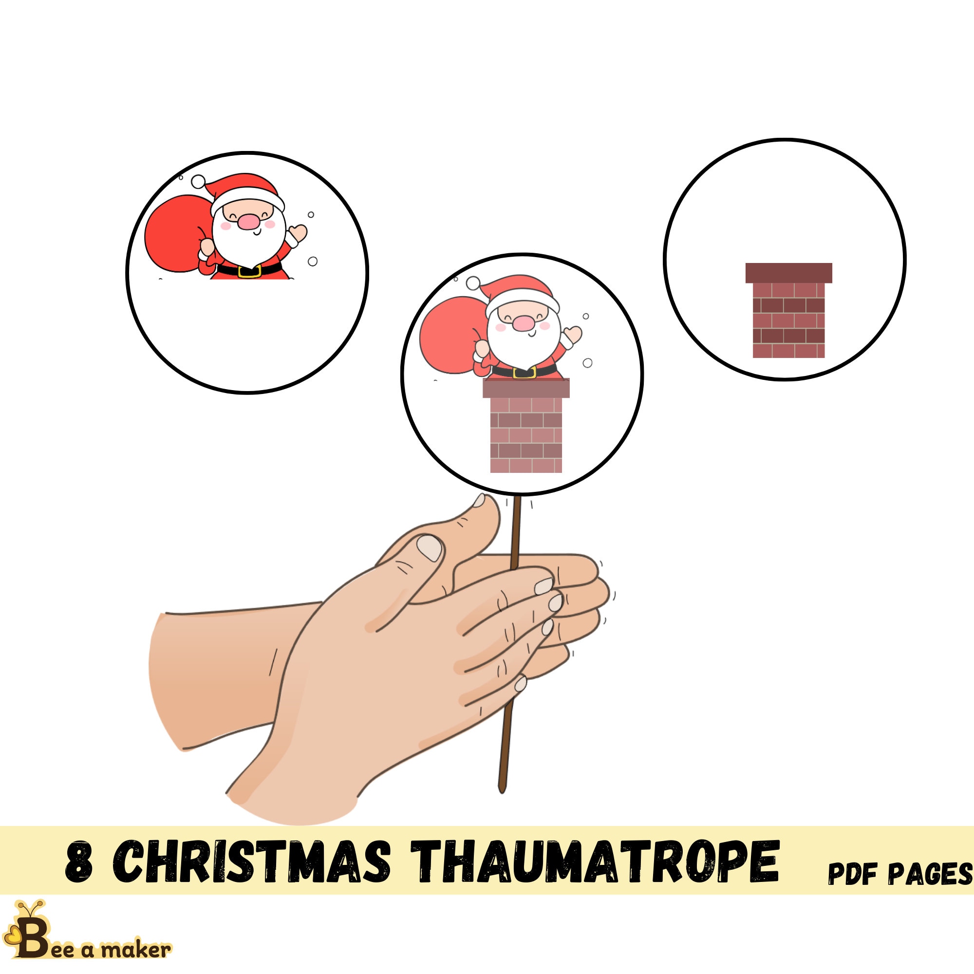 Christmas Thaumatrope STEM Activity for Kids, Papercraft, Optical ...