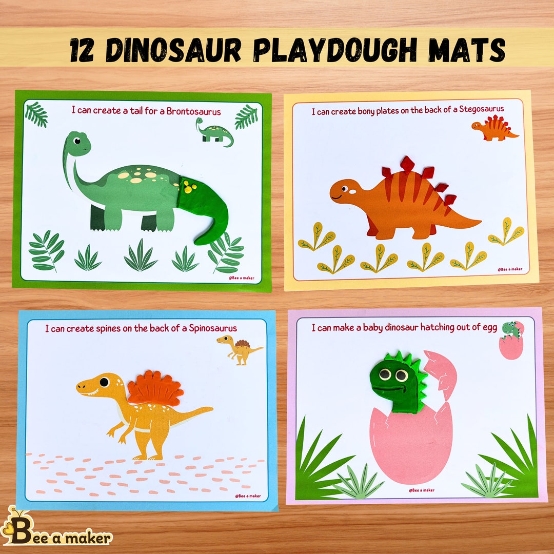 Dinosaur Playdough Mats 12 Sets - Etsy