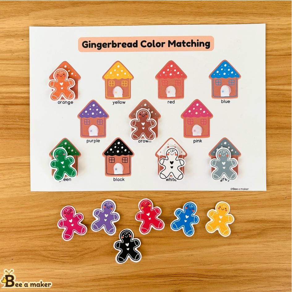 Color Matching Christmas Gingerbread Activity - Etsy
