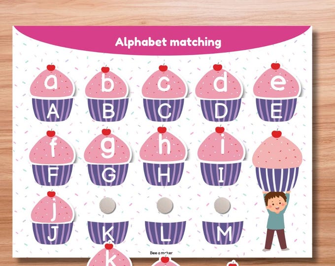 Alphabet Matching, Uppercase & Lowercase, Letter Match Printable, Bee ...