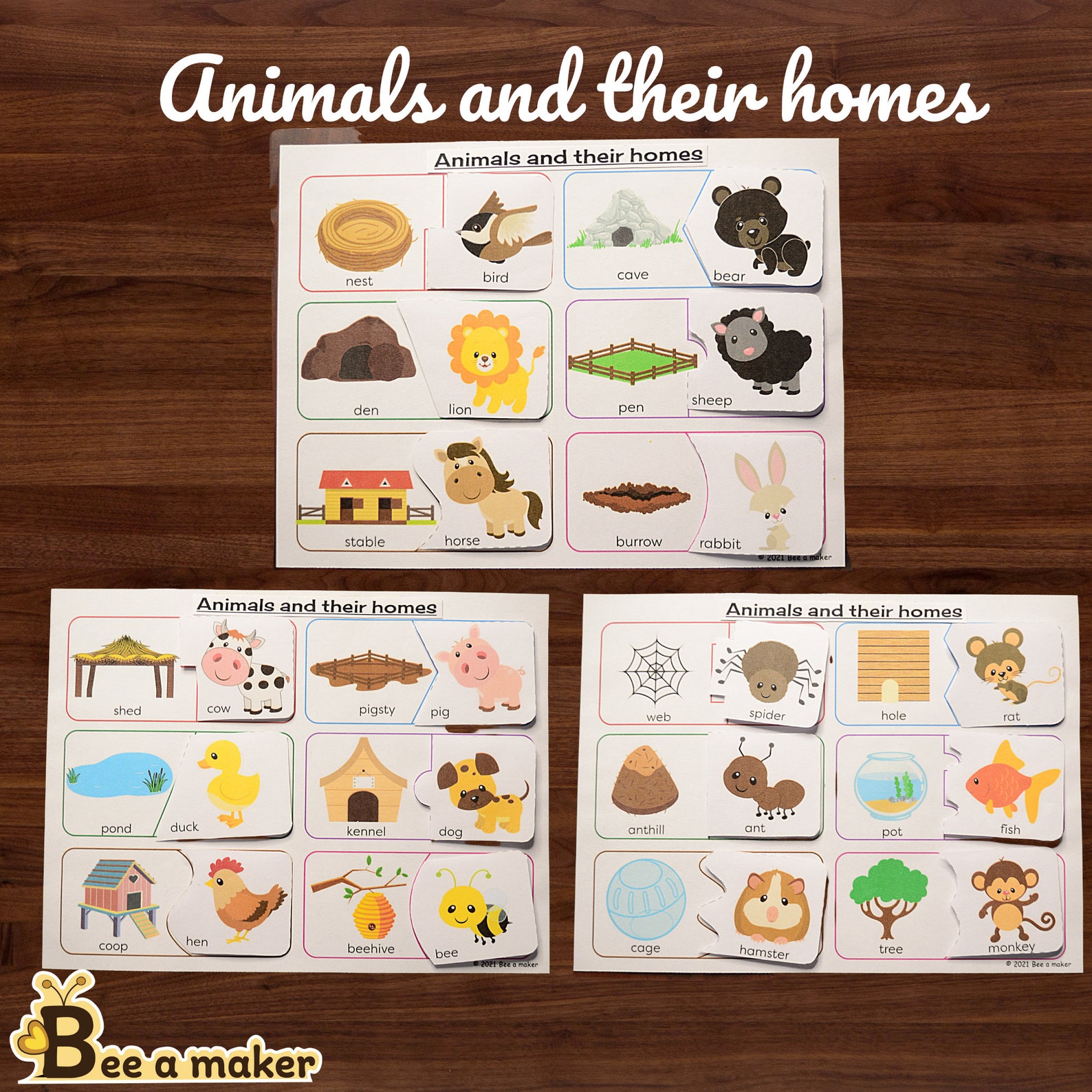 Animals Busy Book habitats Homes Babies Alphabets Names - Etsy