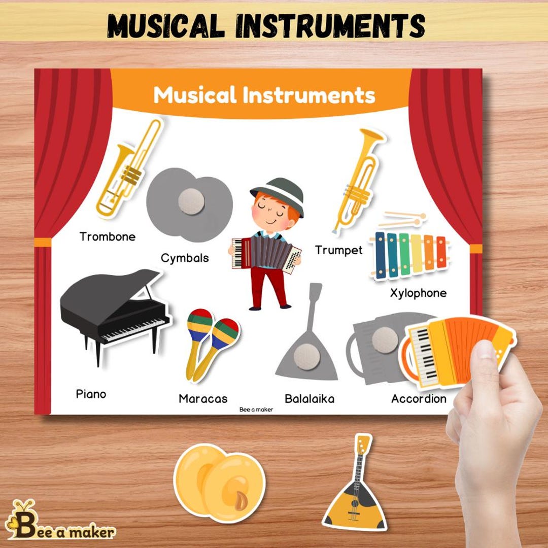 Busy Book Musical Instruments Printable | Montessori Learning Activity ...