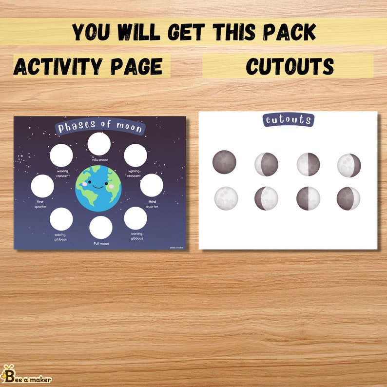 Phases of Moon Busy Book Printable Pdf Page, Space Activity for Toddler ...
