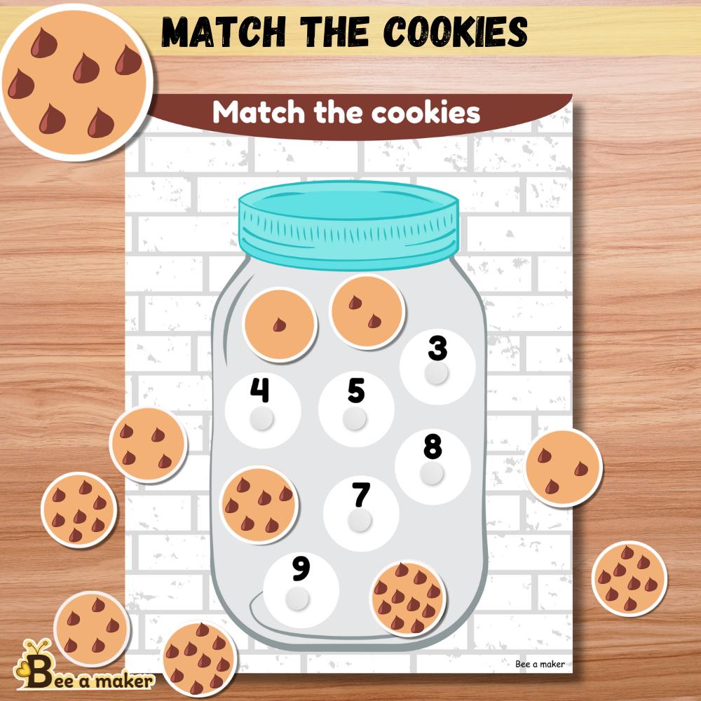 Cookie Matching Busy Book Page | Number Recognition Printable for ...