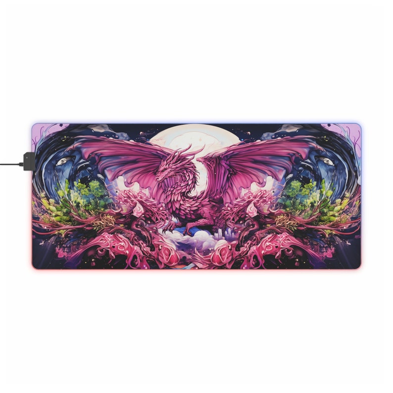 Dragon Gaming Mouse Pad LED RGB Desk Decor Fantasy, Gift for Gamers ...