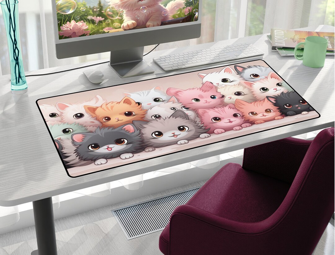 Silly Kitties Gaming Mouse Pad - Office Desk Mat, Gaming Desk Accessory ...