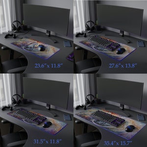White Feathered Dragon Gaming Mouse Pad- LED RGB Desk Decor Fantasy ...