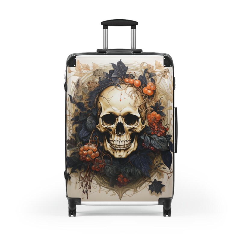 Suitcase With Wheels, Cabin Carry On, Gothic Skull Floral Inspired ...