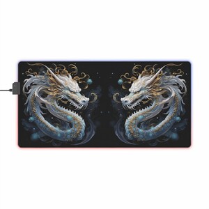 Dragon Face off LED Gaming Mouse Pad - White Dragon, Perfect Shimmer ...
