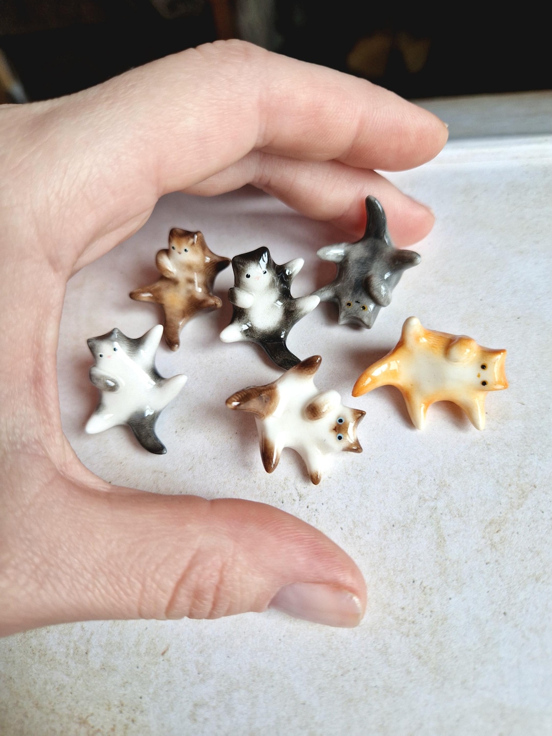 Custom Polymer Clay Lying or Sitting Cat Figurine - Handmade Miniature ...
