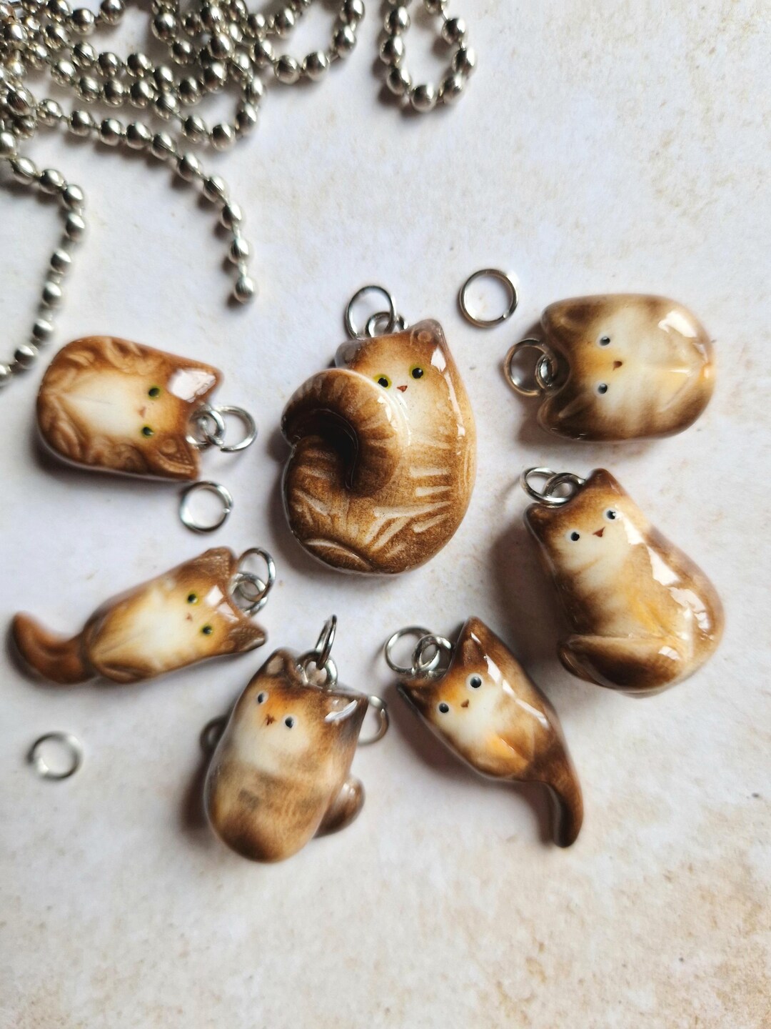 CUSTOM Cute Polymer Clay Tabby Cat Charm. Handmade Cat Charm Pendant ...