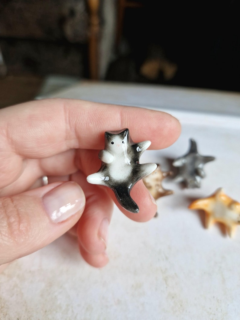 Custom Polymer Clay Lying or Sitting Cat Figurine - Handmade Miniature ...
