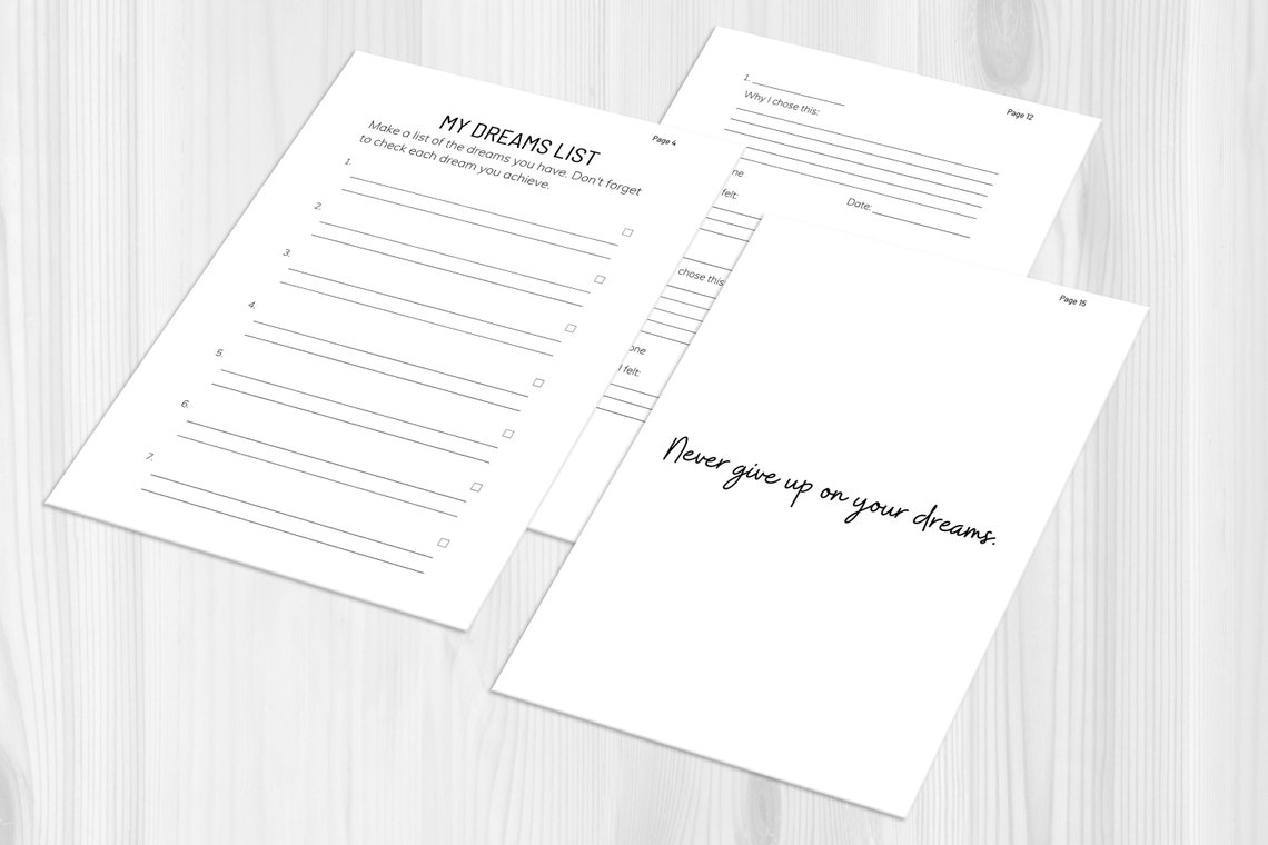 My Dreams List Printable - Etsy