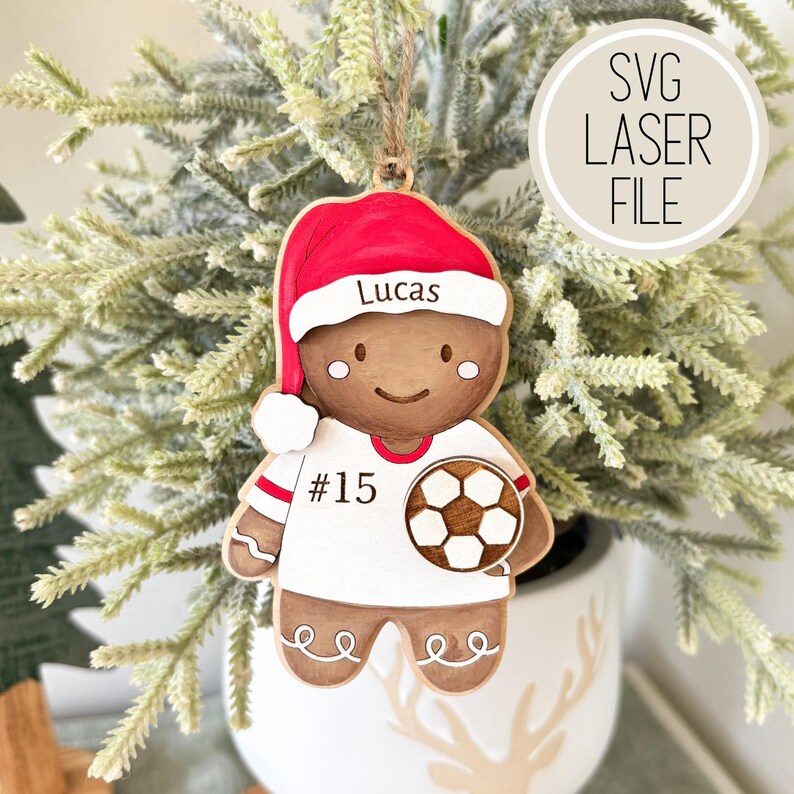 SVG Laser Cut File Gingerbread Sport Name Ornament Bundle | Tree Decor ...