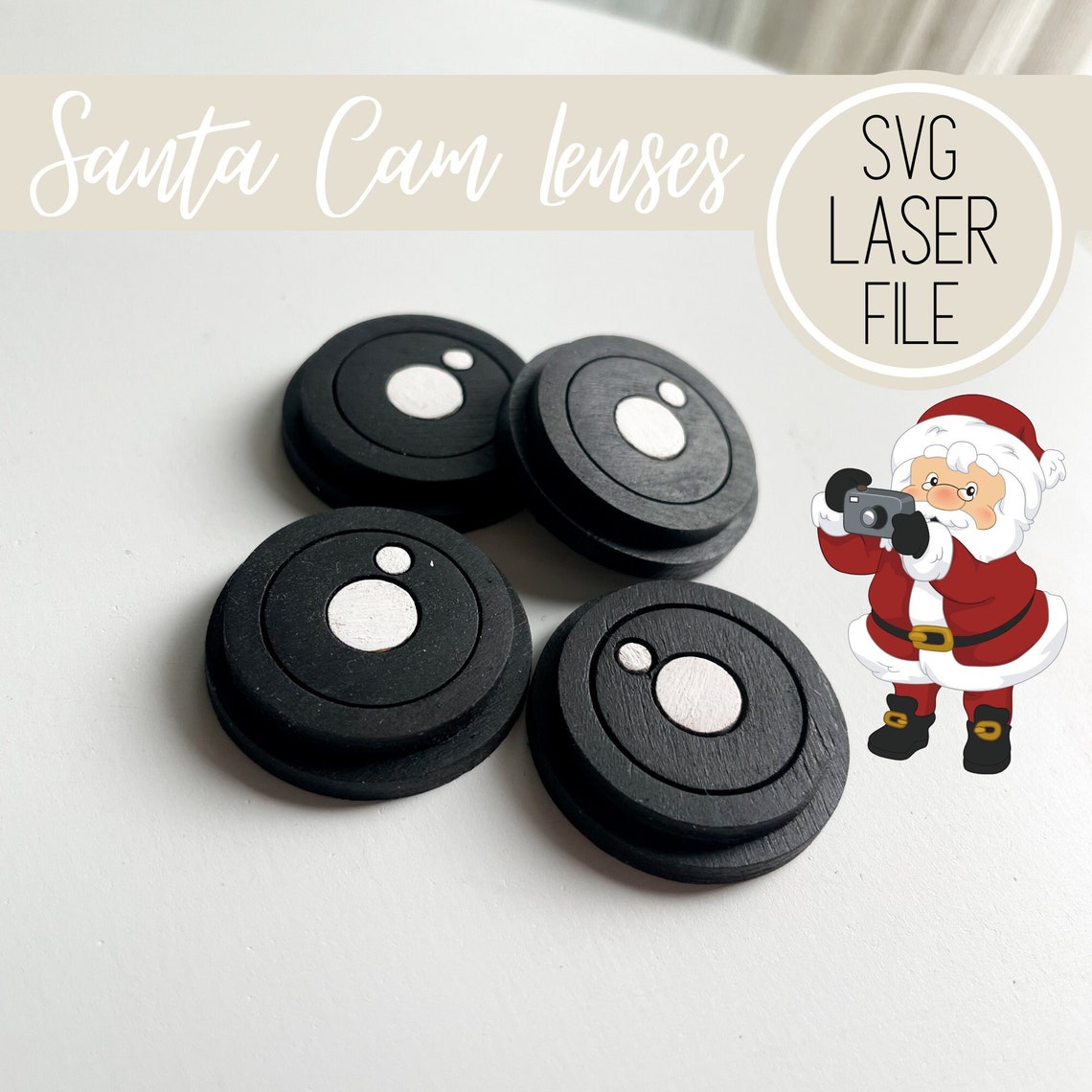 SVG Laser Cut File *LENS* Add on for Santa Cam Ornament | Wooden Props ...
