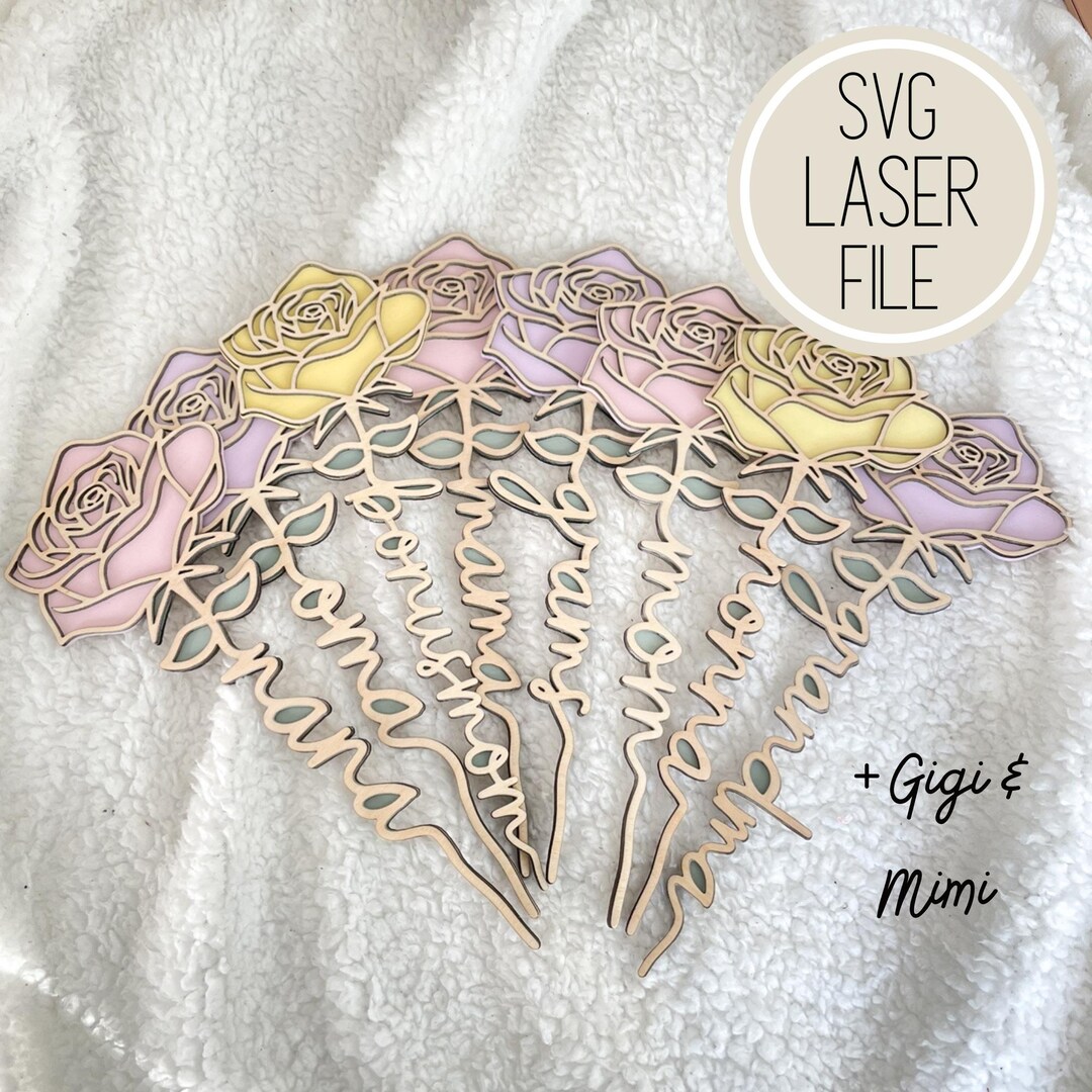 Mother's Day Flower SVG Laser Cut File: Grandma Gifts, Glowforge Tested ...