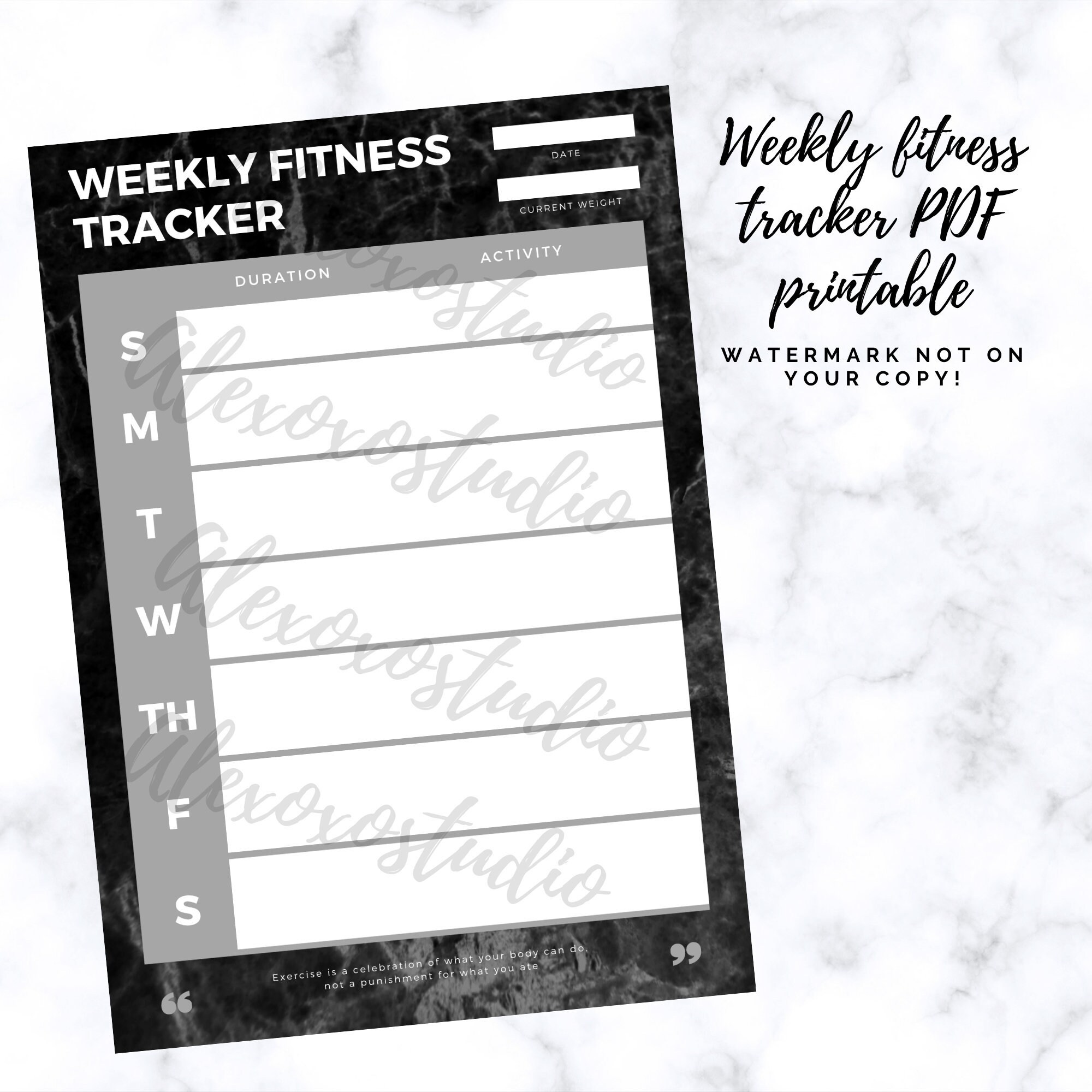Weekly Exercise Tracker Printable
