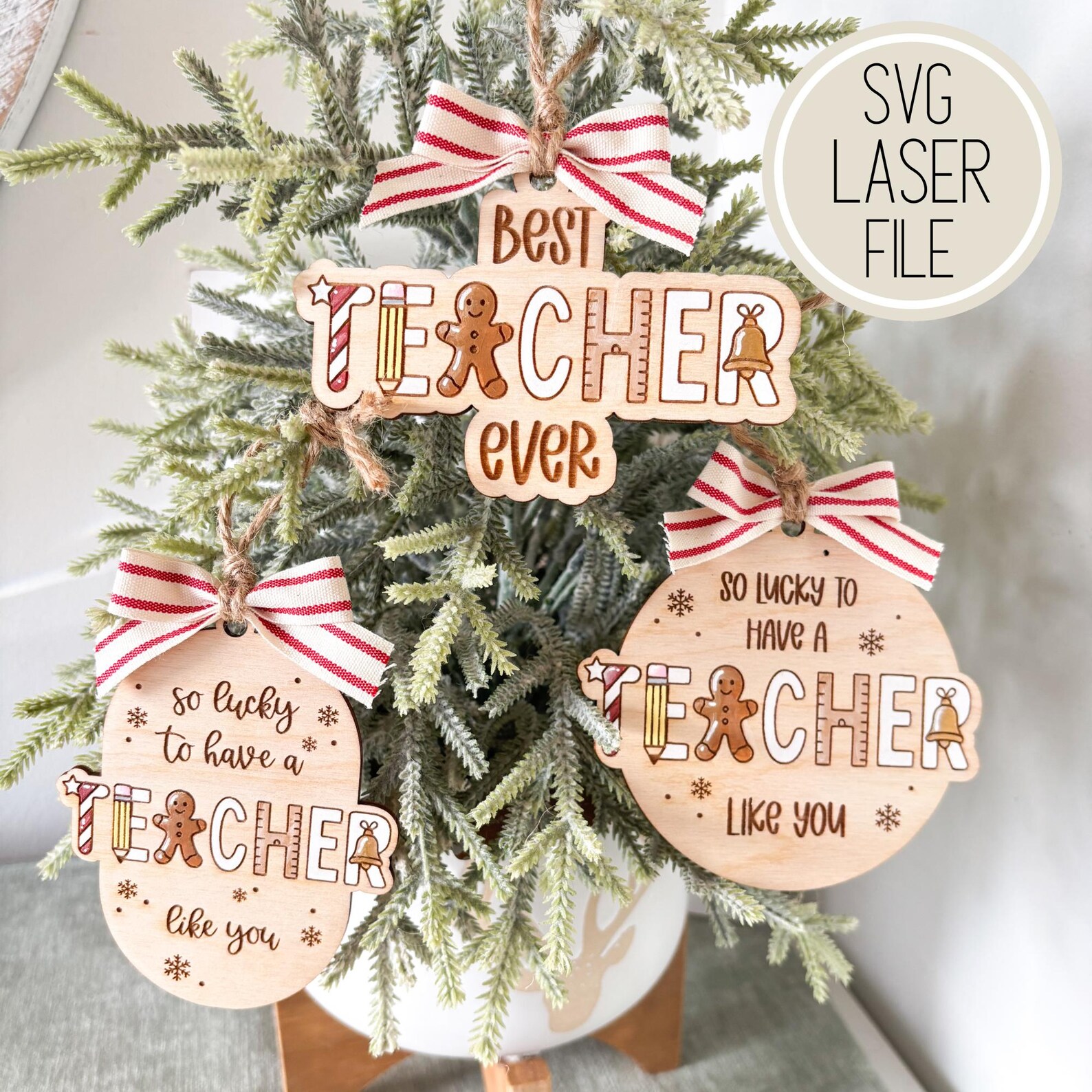 SVG Laser Cut File BUNDLE Christmas Teacher Gift Ornaments | Engrave ...