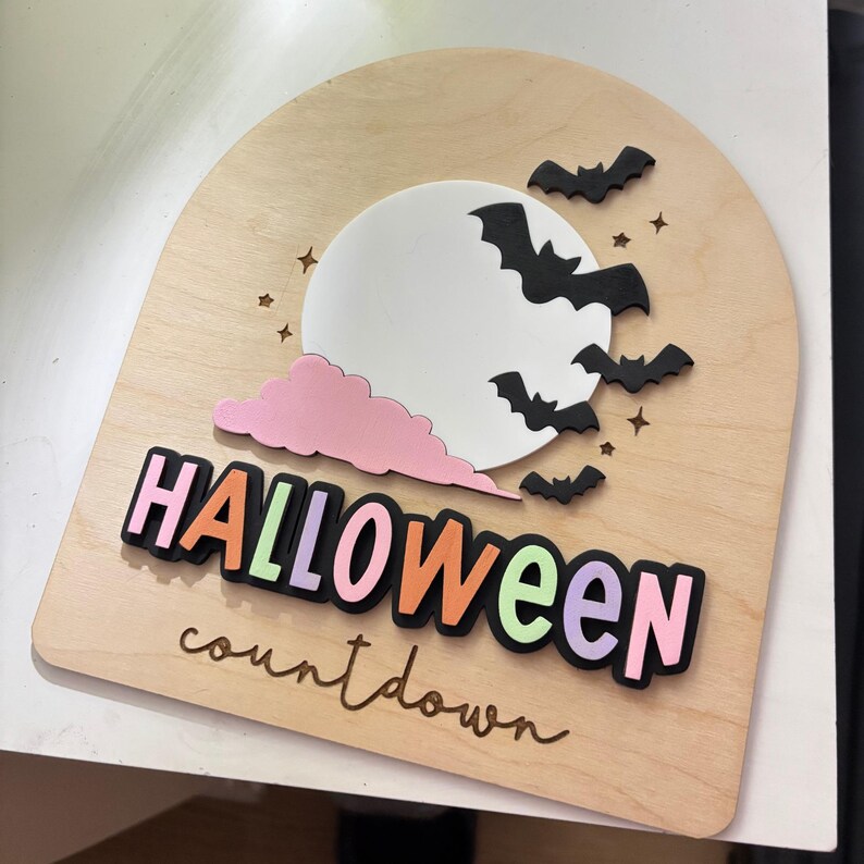 SVG Laser Cut File Halloween Countdown Sign | Children Halloween Gifts ...