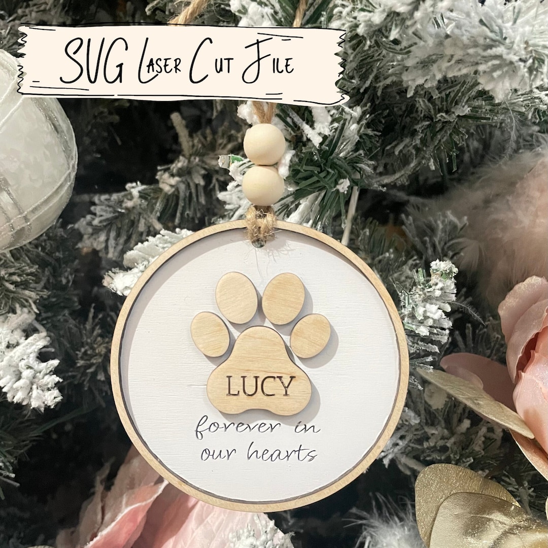 SVG Laser Cut File Pet Memorial Minimalist Christmas Ornament ...