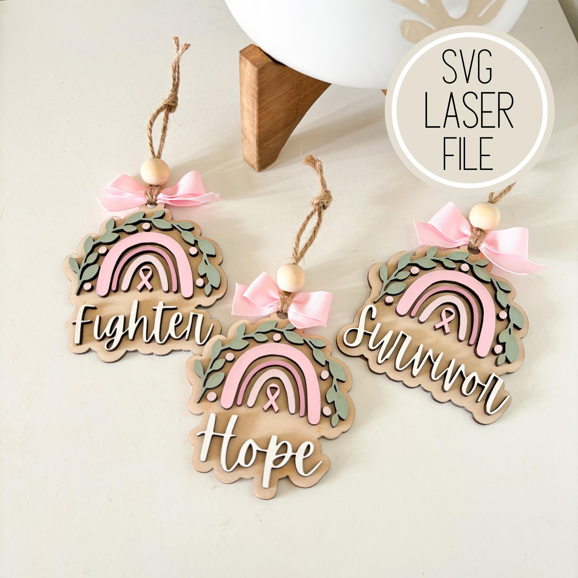 SVG Laser Cut File Bundle Rainbow Breast Cancer Awareness Christmas ...