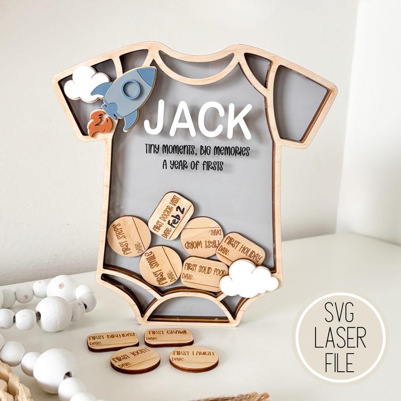 SVG Laser File Baby Milestone Bank BUNDLE | Nursery Decor ...