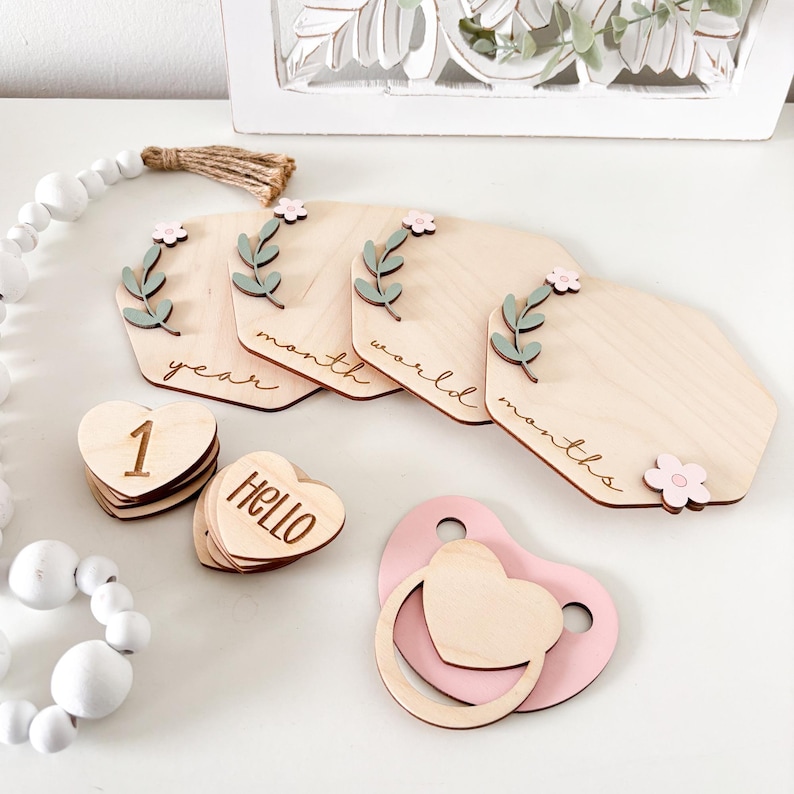 SVG Laser File Baby Milestone Interchangeable Signs | Baby Girl Decor ...