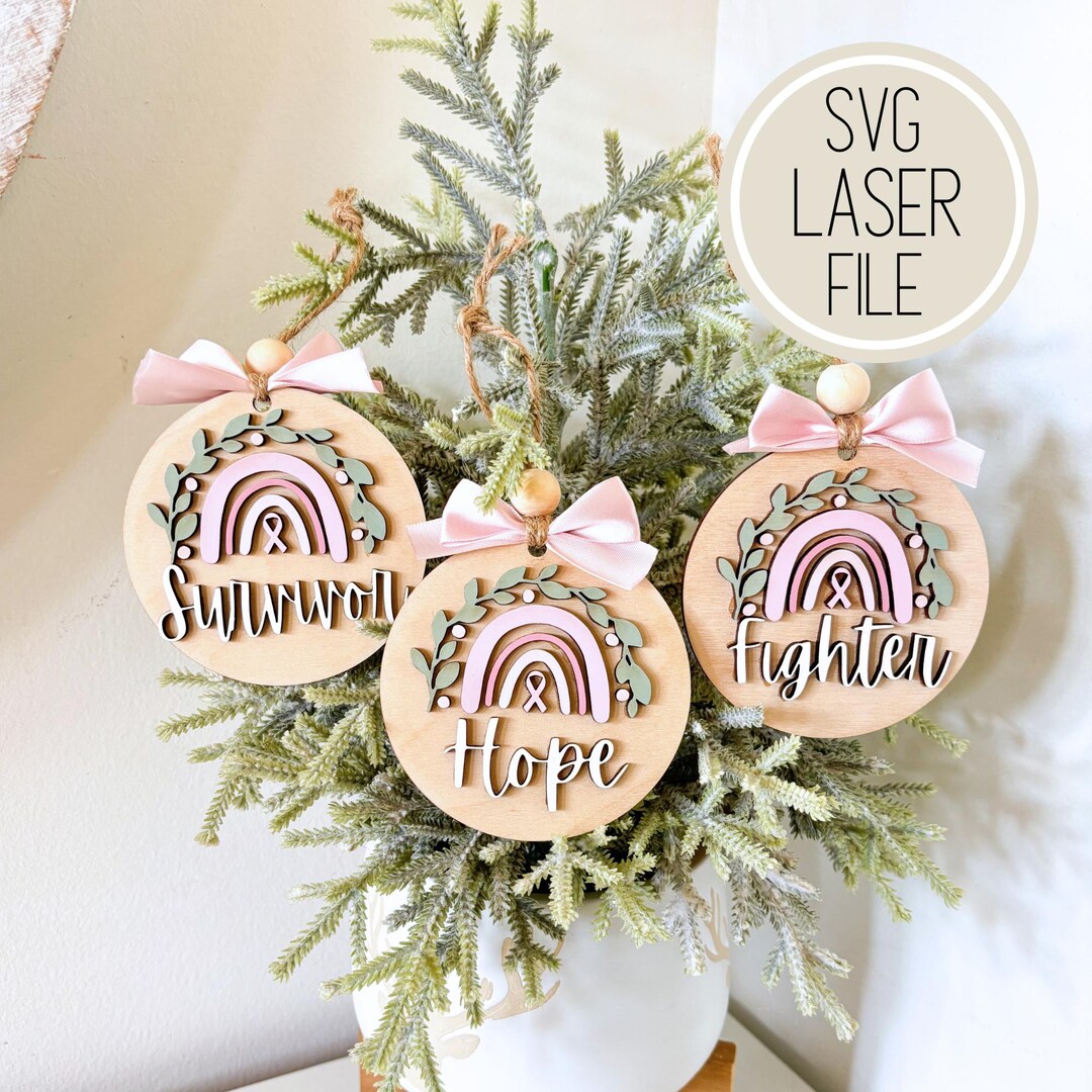 SVG Laser Cut File Bundle Rainbow Breast Cancer Awareness Circle ...