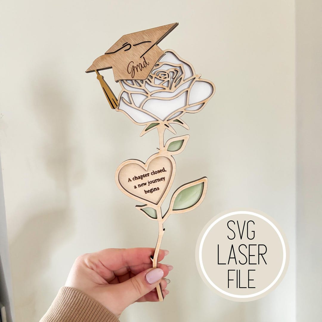 Laser Cut Graduation Flower Gift: SVG Engrave File (glowforge Tested ...