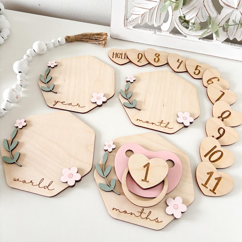 SVG Laser File Baby Milestone Interchangeable Signs | Baby Girl Decor ...