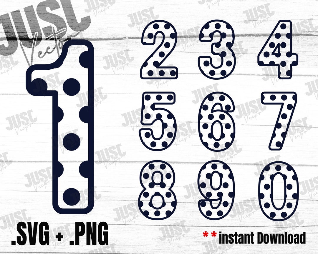 Polka Dot Number Svg, Polka Dot Number 0-9 Svg, Number Svg, Number 0-9 ...