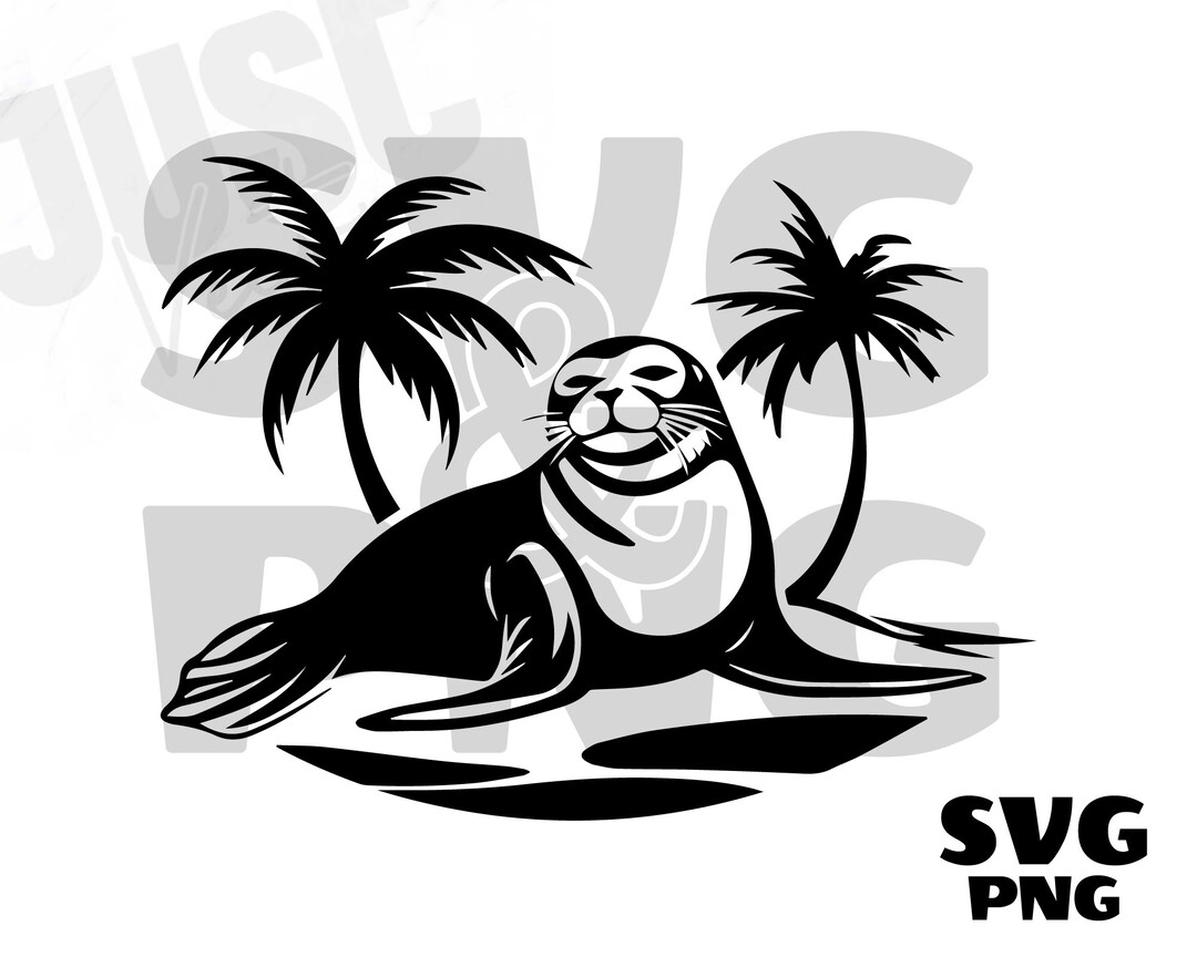 Seal Palm Tree Svg, Seal Svg, Animal Clipart, Seal Silhouette, Animal ...