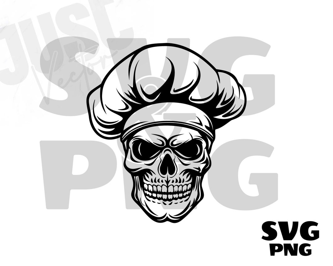 Skull in Chefs Hat Svg, Skull Chef Svg, Skeleton Head Svg, Evil Cook ...