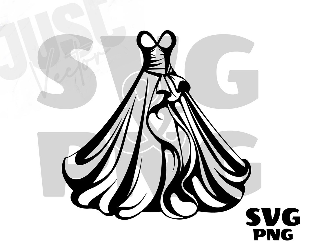Gown Dress Svg, Bridal Dress Svg, Bride Svg, Dress Svg, Wedding Svg ...