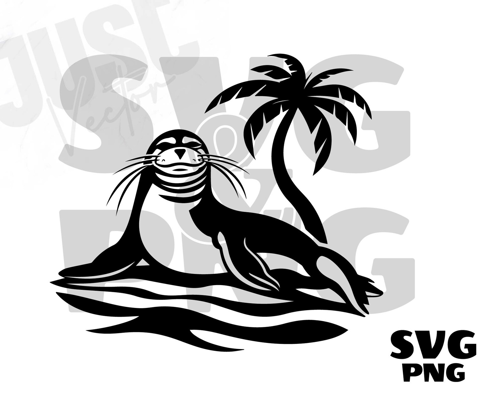 Seal Palm Tree Svg, Seal Svg, Animal Clipart, Seal Silhouette, Animal ...