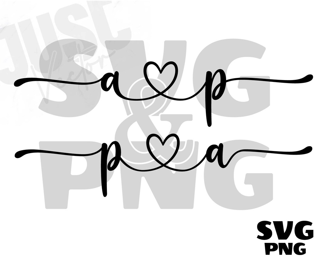 Ap, Pa, Letters With Heart Monogram Svg, Couples Initials, Lower Case ...