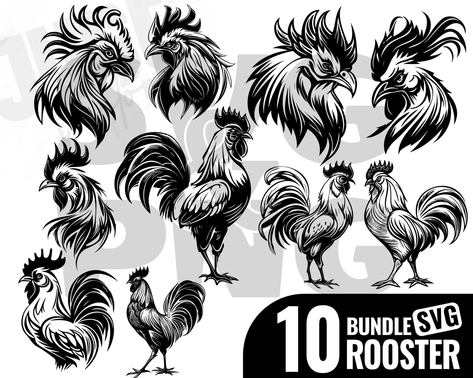 Rooster Svg, Cock Head Svg, Rooster Clipart, Rooster Png, Farm Animal ...