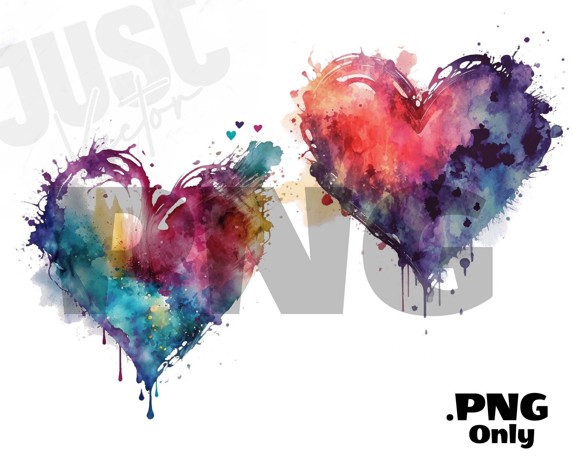 20 Watercolor Hearts Png, Watercolor Clipart, Watercolor Hearts Shapes ...