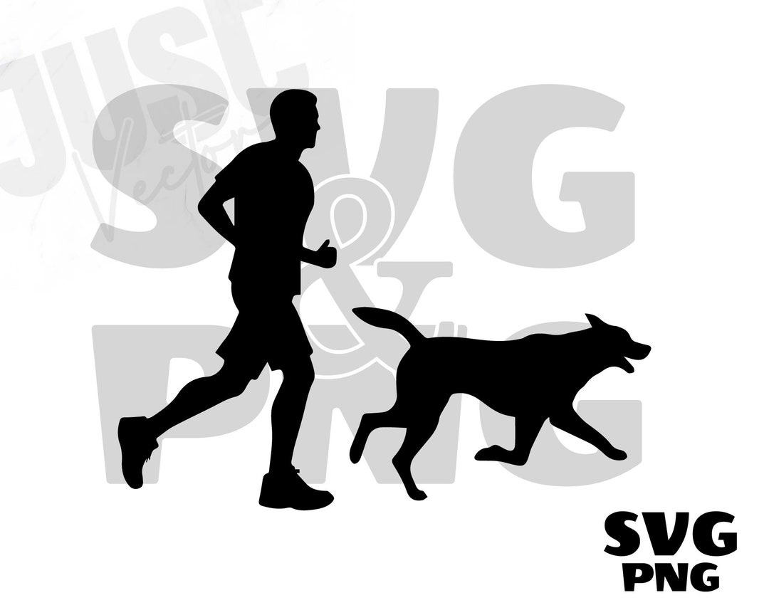 Running With Dog, Dog Running Svg, Dog Running Silhouette, Dog Walking ...