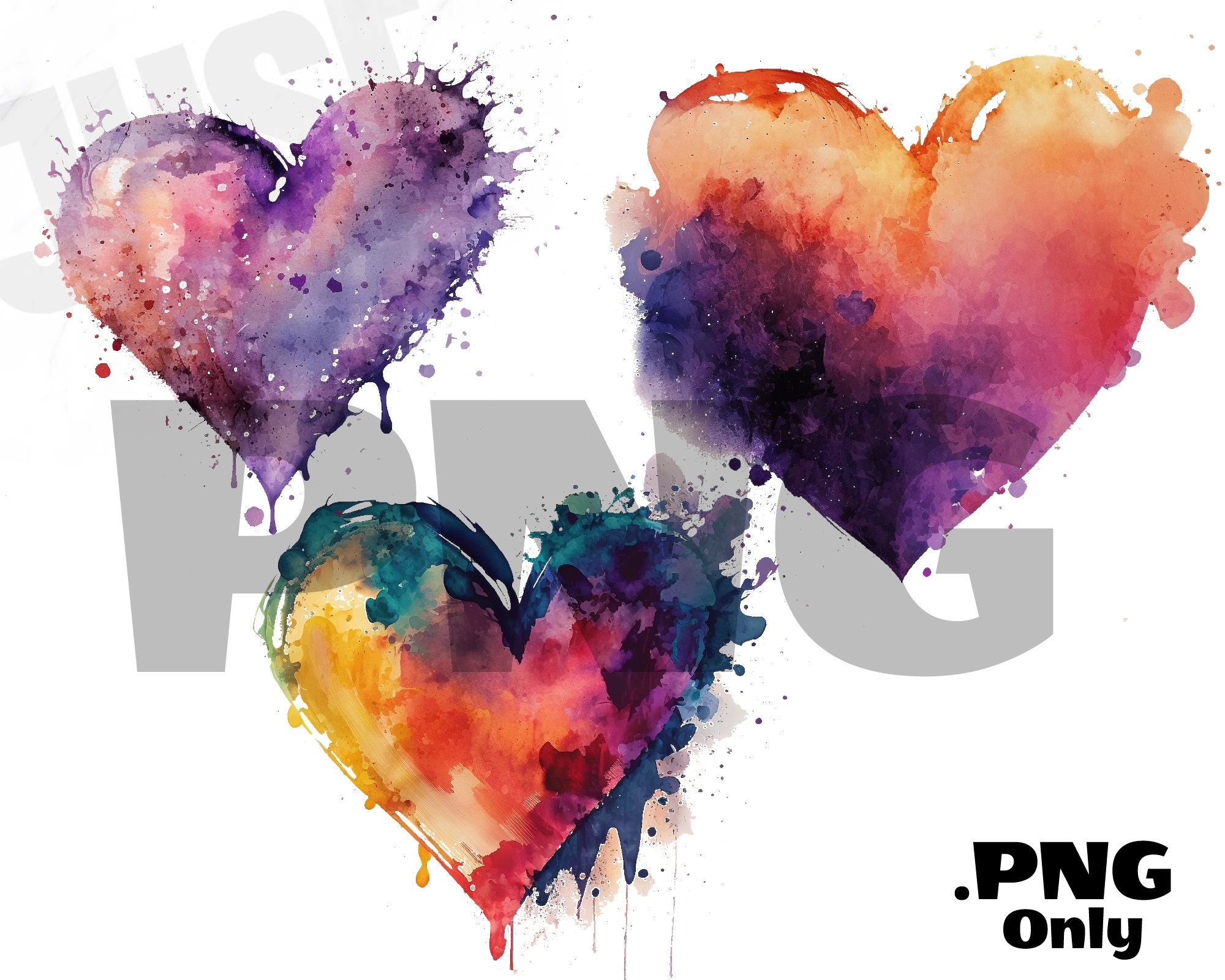 20 Watercolor Hearts Png Watercolor Clipart Watercolor - Etsy