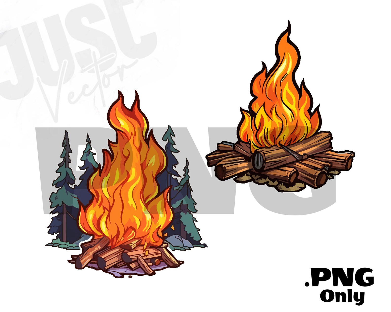 Campfire PNG Bundle, Campfire Sticker PNG, Bonfire Clipart, Campfire ...