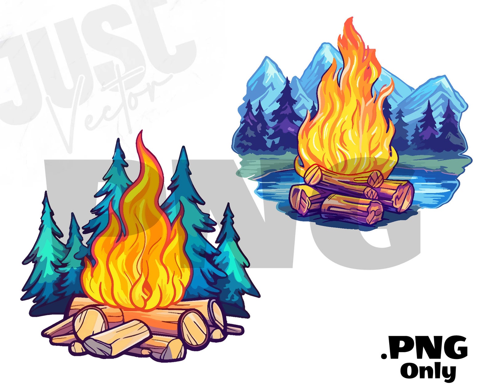 Campfire PNG Bundle, Campfire Sticker PNG, Bonfire Clipart, Campfire ...