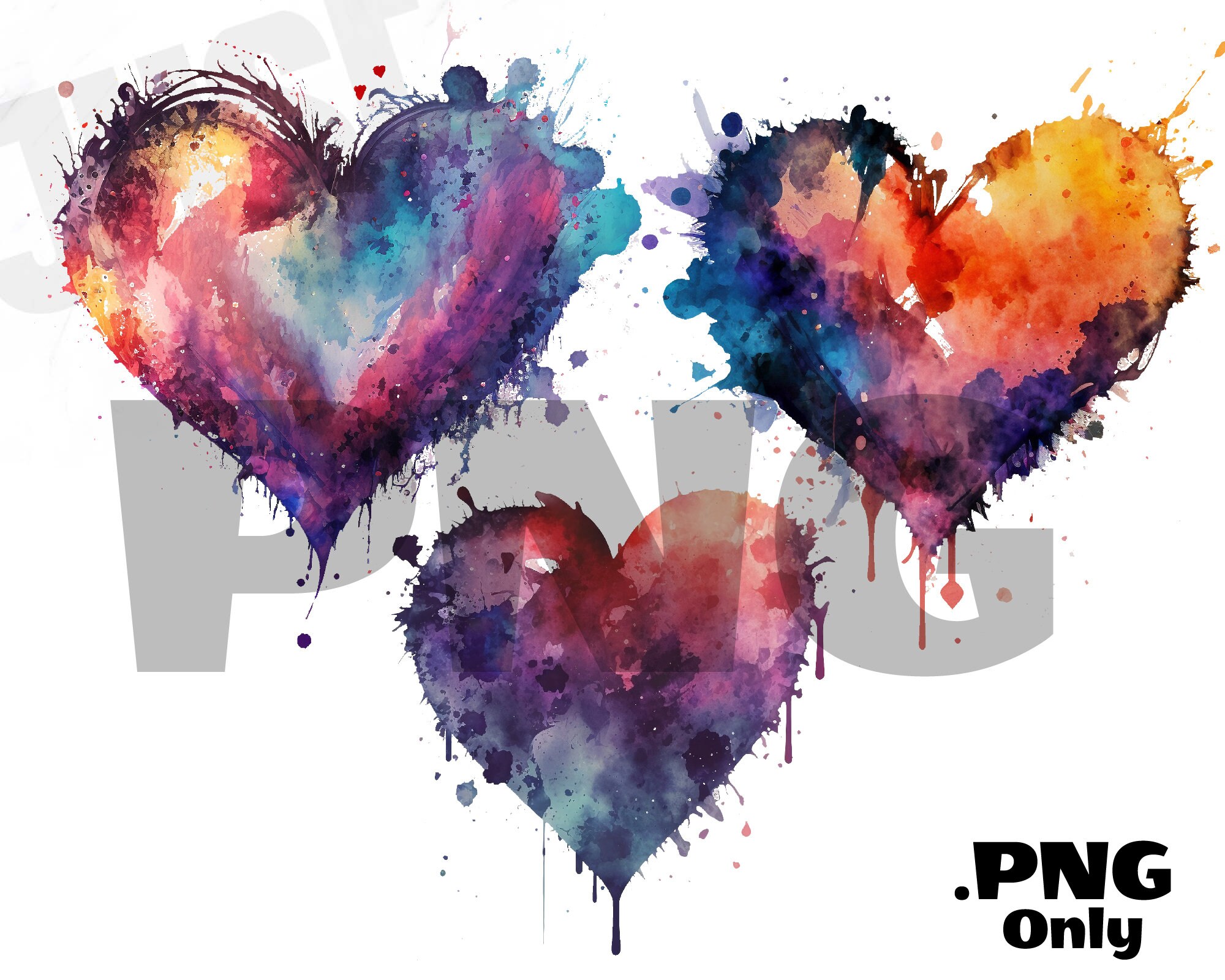 20 Watercolor Hearts Png Watercolor Clipart Watercolor - Etsy