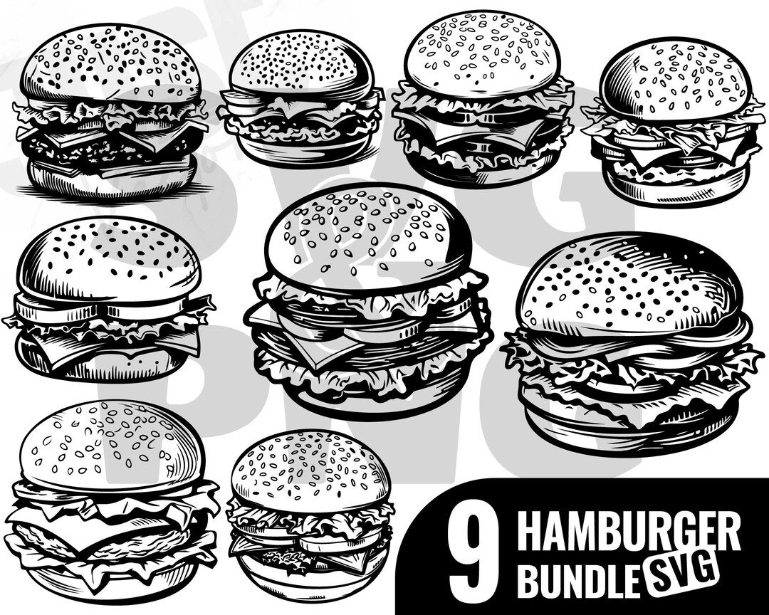 Hamburger Svg, Burger Svg, Fast Food Svg, Food, Clipart, Cheeseburger ...
