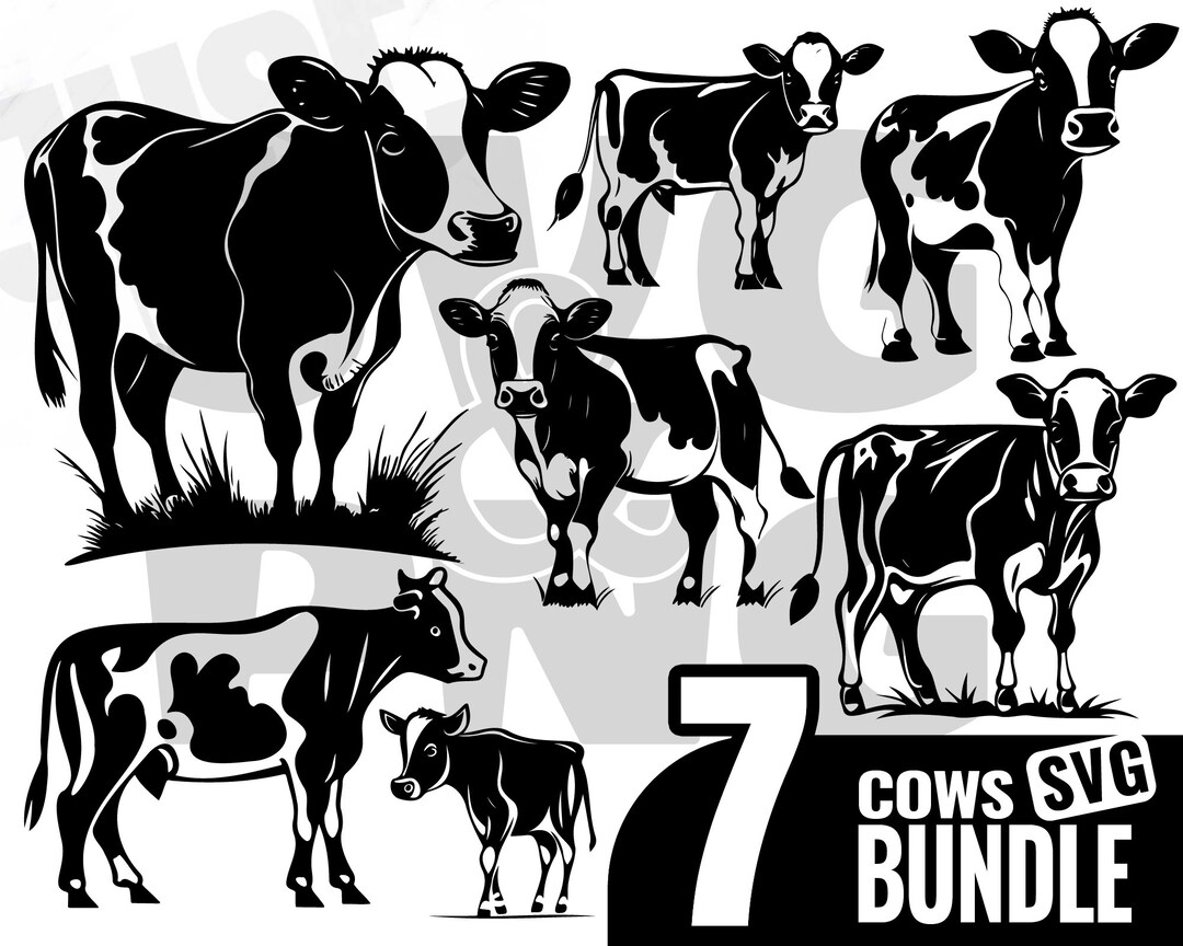 7 Design Cow Bundle Svg, Cow Animal SVG, Cow Face SVG, Cow Head Svg ...