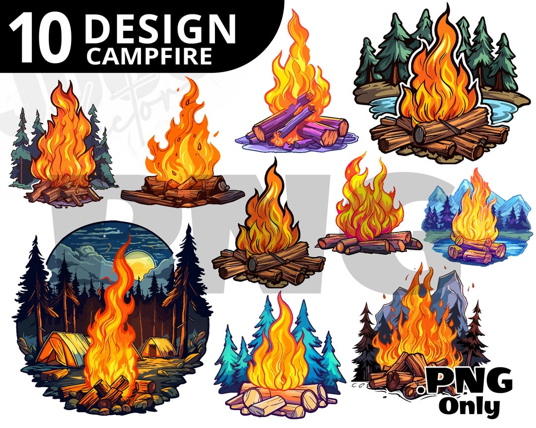 Campfire PNG Bundle, Campfire Sticker PNG, Bonfire Clipart, Campfire ...