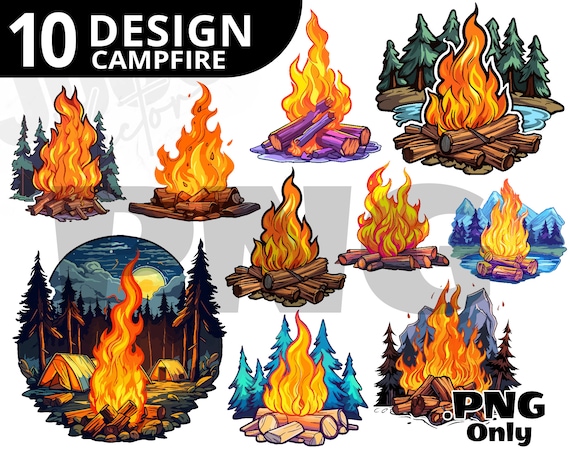 Campfire Clipart Campfire Engraving Black And White Outline Bonfire