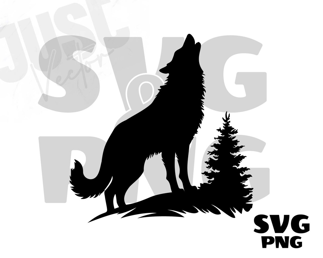 Wolf Howling SVG, Wolf SVG, Wolf Silhouette SVG, Wilderness Svg, Woods ...