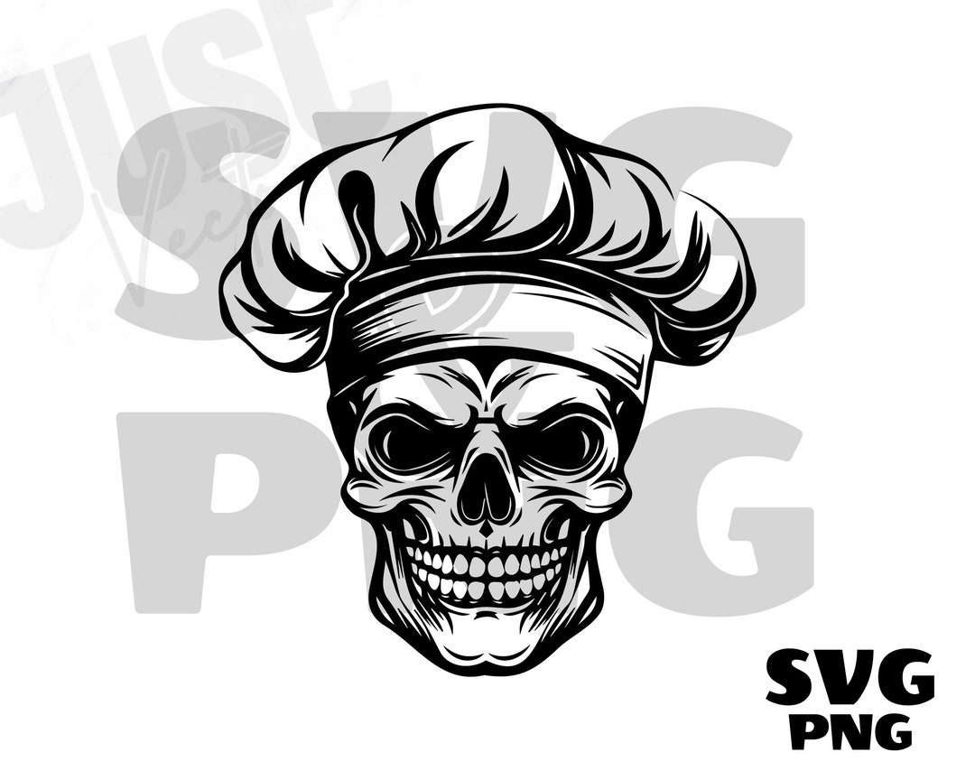 Skull in Chefs Hat Svg, Skull Chef Svg, Skeleton Head Svg, Evil Cook ...